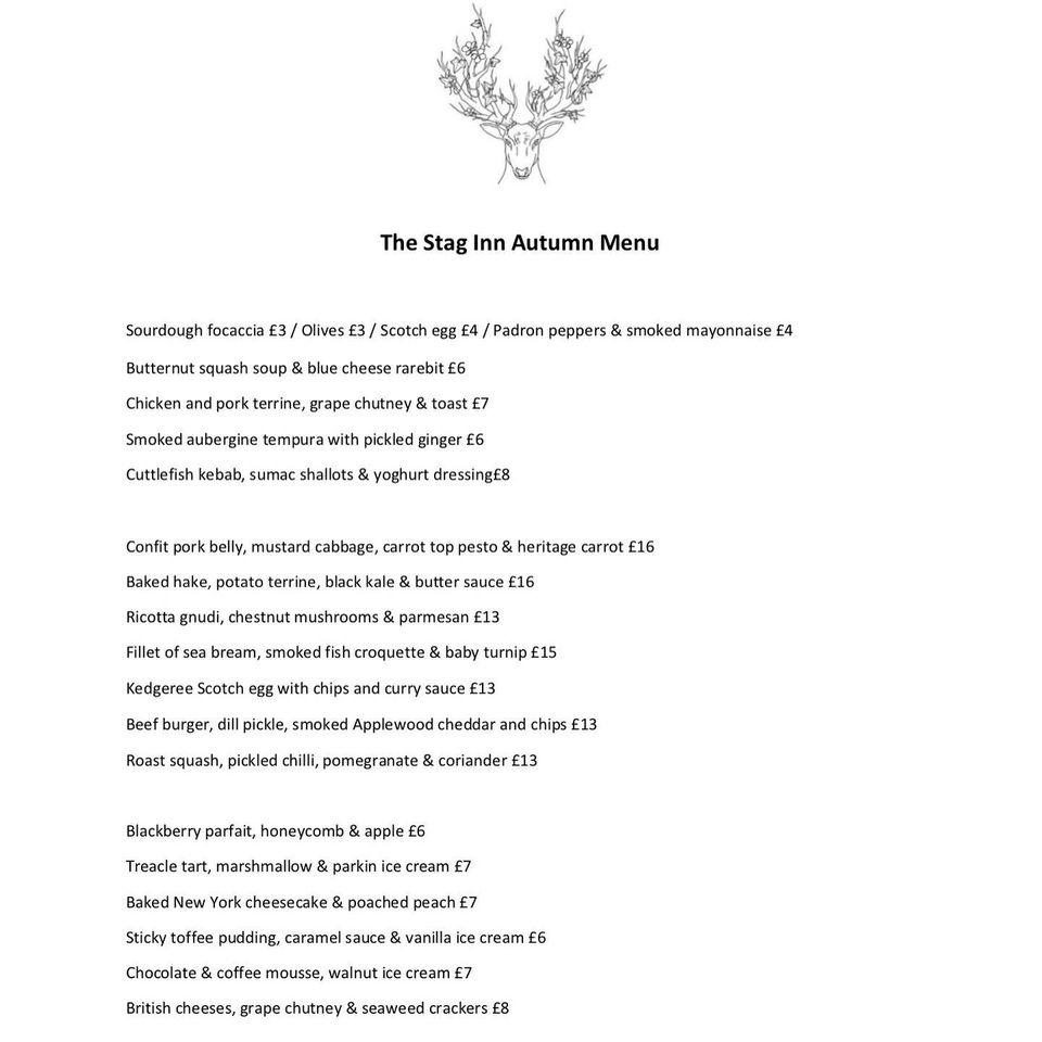 Menu at Stag Inn pub & bar, Hastings