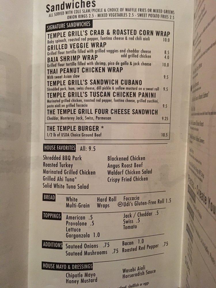 Menu at Temple Grill desserts, New Haven