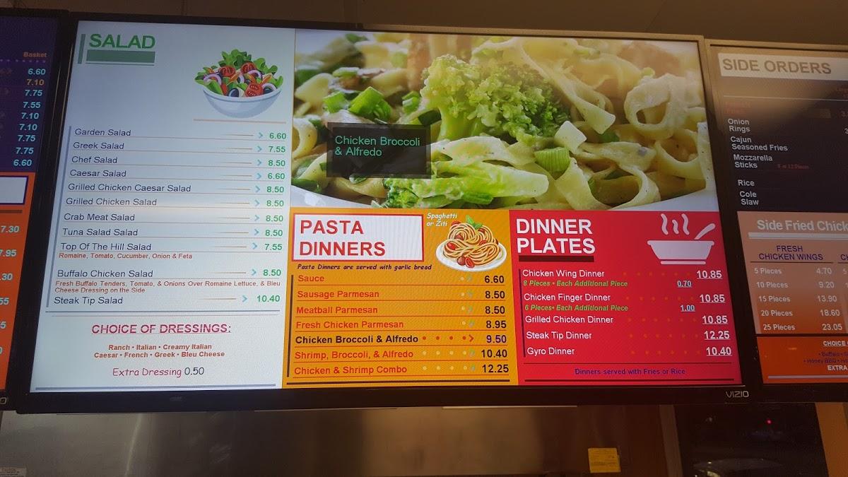 Menu at Top of the Hill Seafood & Subs pizzeria, Boston