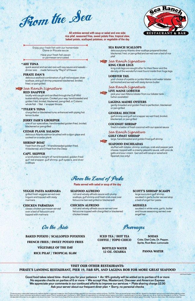 Menu at Daddy's Seafood & Cajun Kitchen restaurant, South Padre Island
