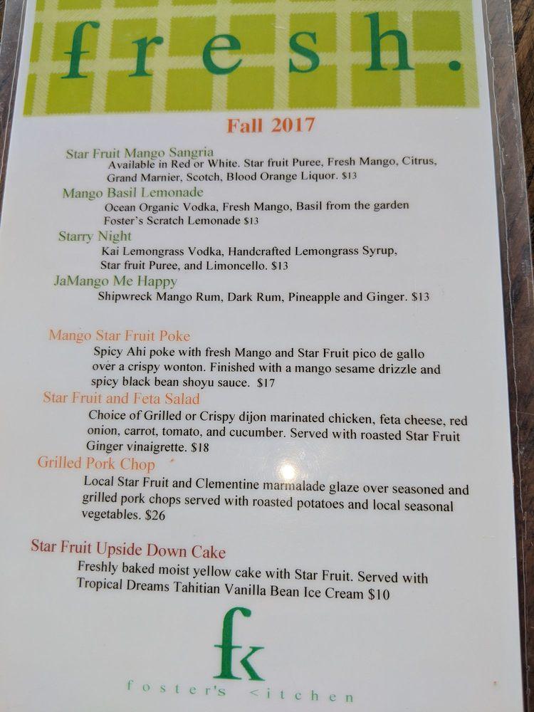 Menu at Foster's Kitchen Kona pub & bar, Kailua-Kona