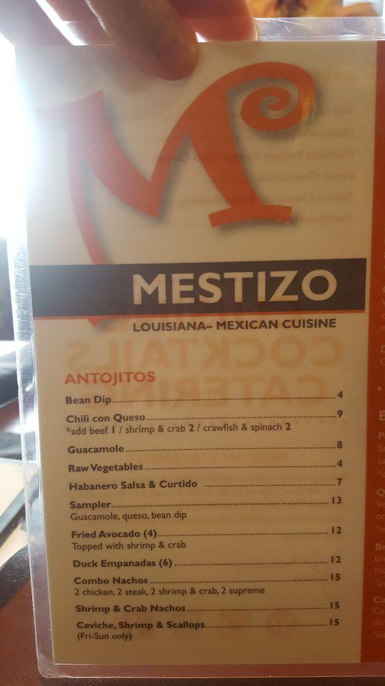 Menu at Mestizo Louisiana Mexican Cuisine restaurant, Baton Rouge, S ...