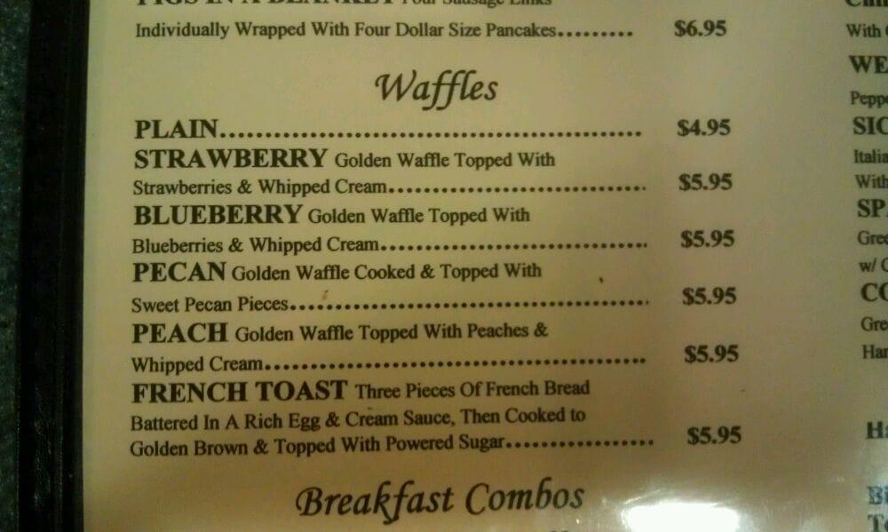 Menu at Mica's restaurant, LaPlace