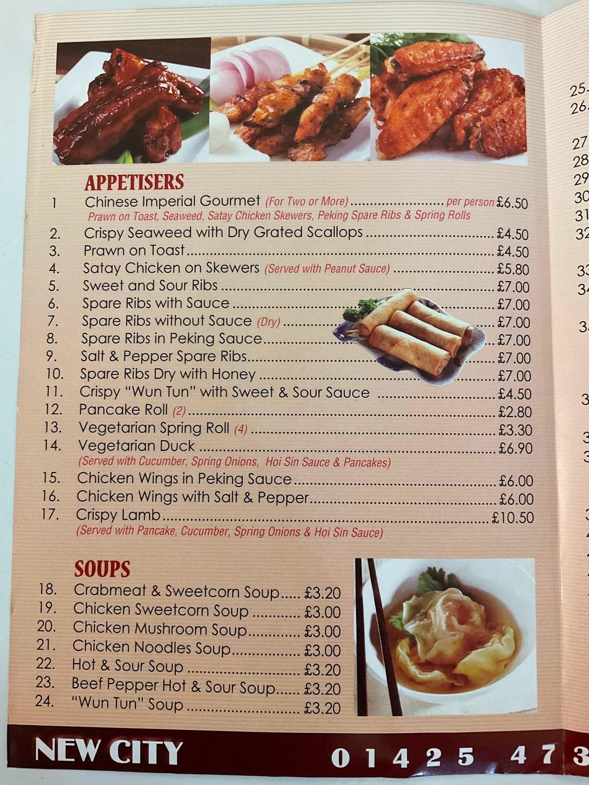Menu at New City fast food, Ringwood