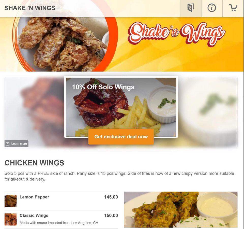 Carta del restaurante SHAKE 'N WINGS, Batangas, Silangan 2