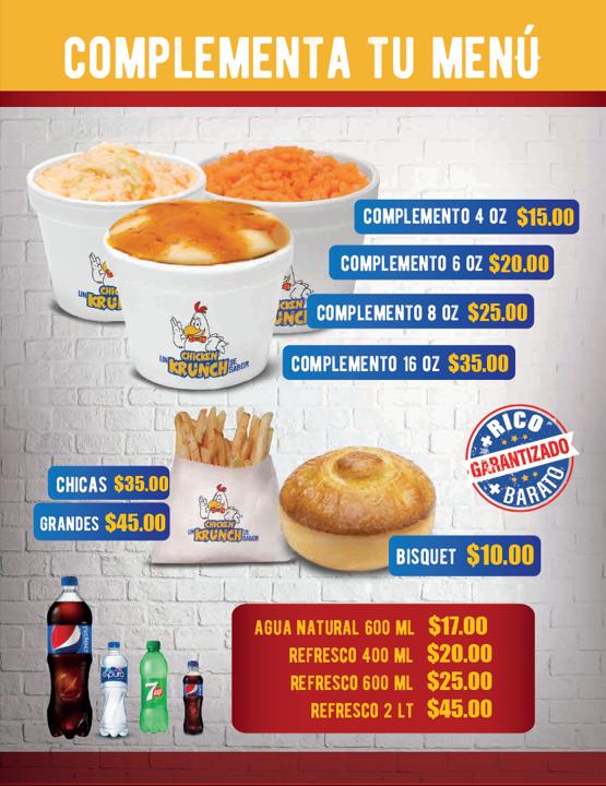 Carta del restaurante Chicken Krunch Totoltepec, Toluca del Lerdo