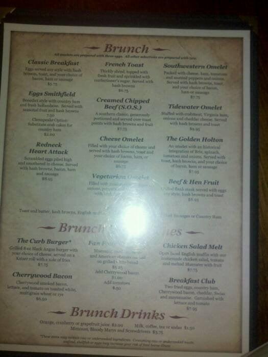 Menu at Curbside Cafe, Richmond