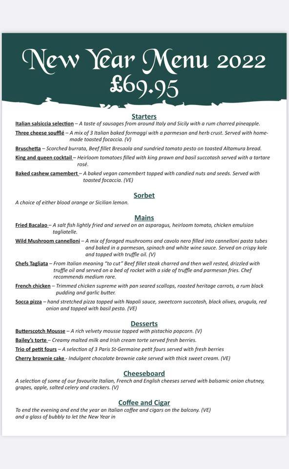 Menu at Don Luigi Formby restaurant, Formby