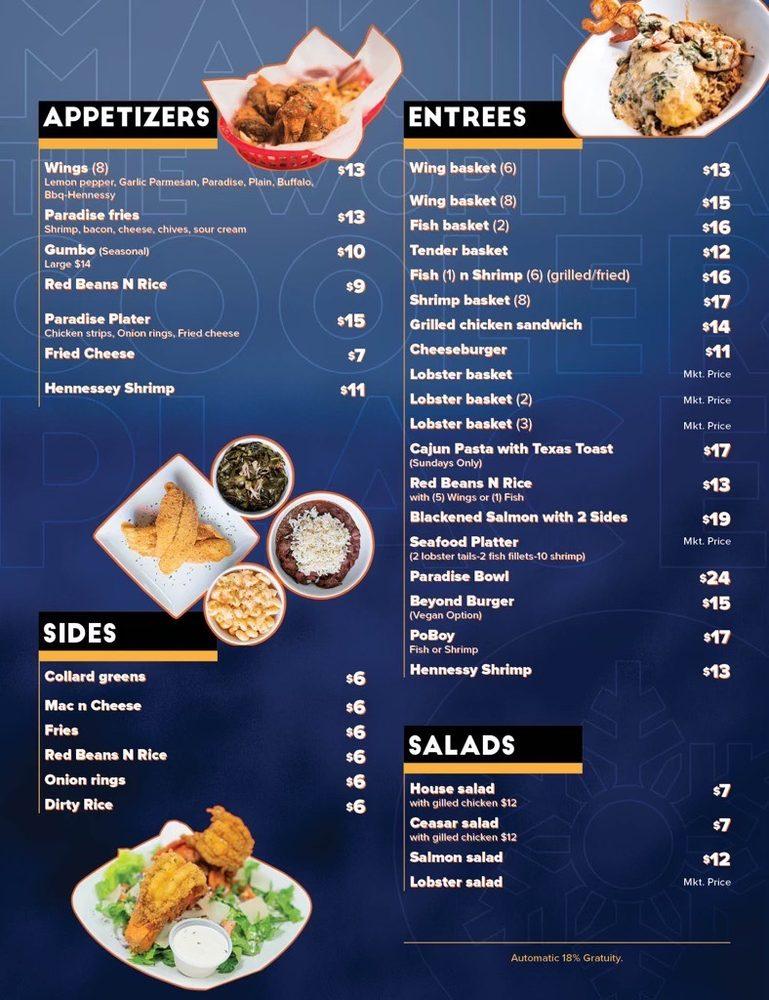 Menu at Frozen Paradise pub & bar, Houston, Ennis St