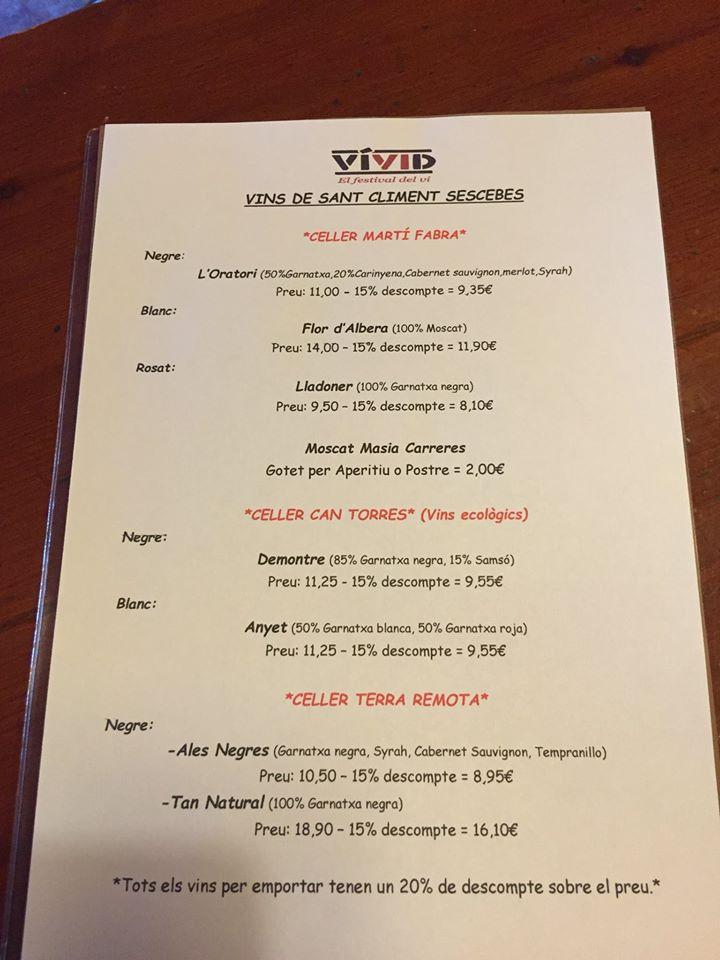 Menu at Mas Ullastre Restaurant, Sant Climent Sescebes
