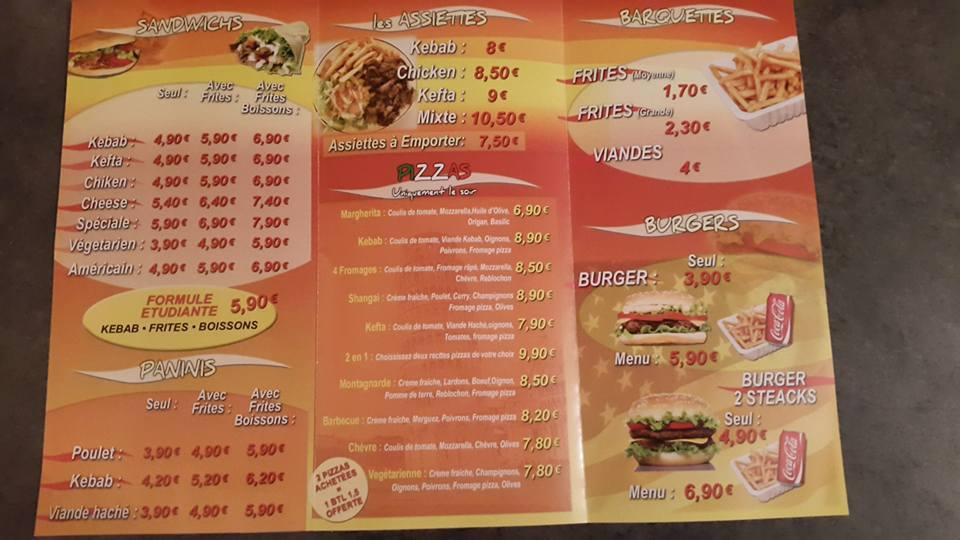 Menu au My Food restaurant, Toucy