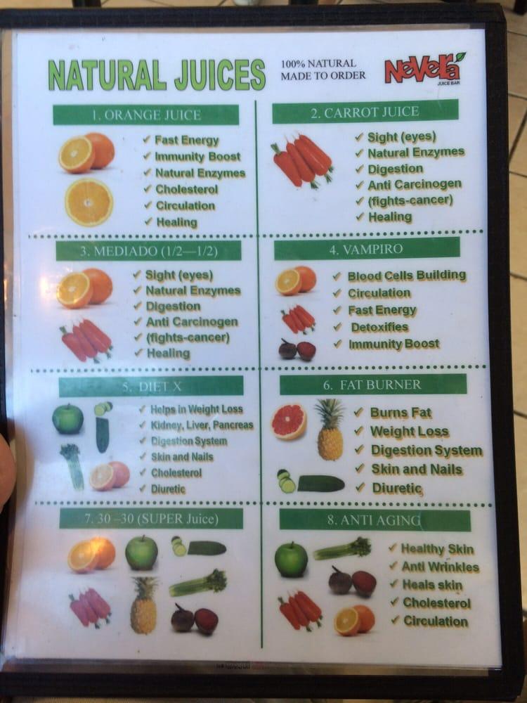 Menu at Nevera Juice Bar Downey, Downey