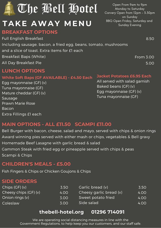 Menu at The Bell Hotel Dining pub & bar, Winslow
