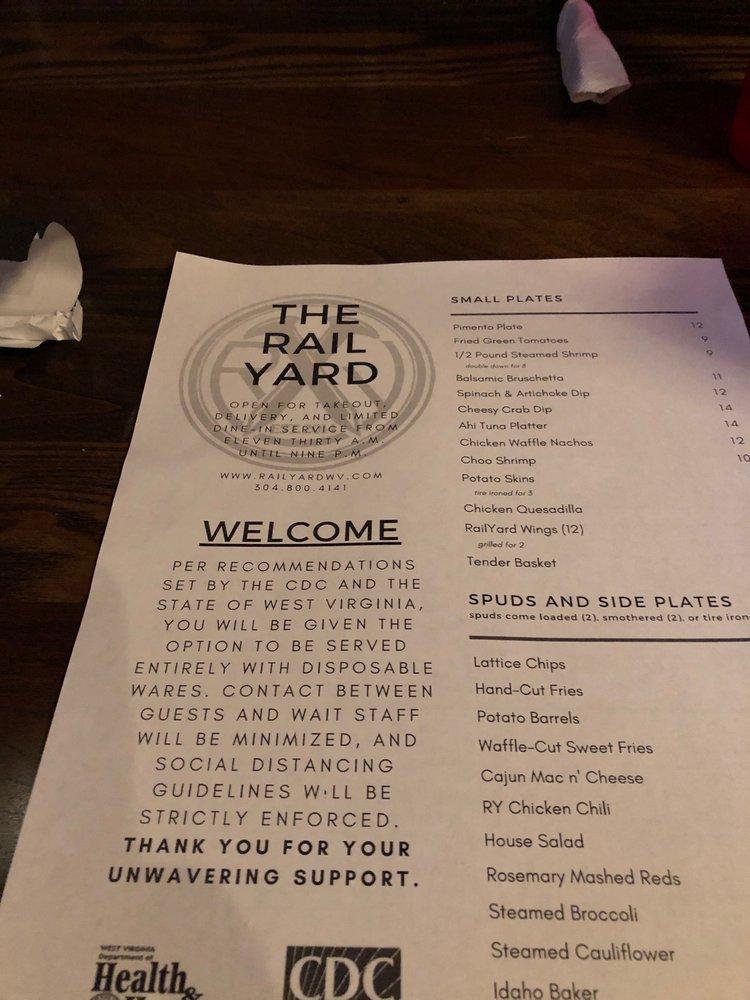 Menu at The RailYard pub & bar, Bluefield