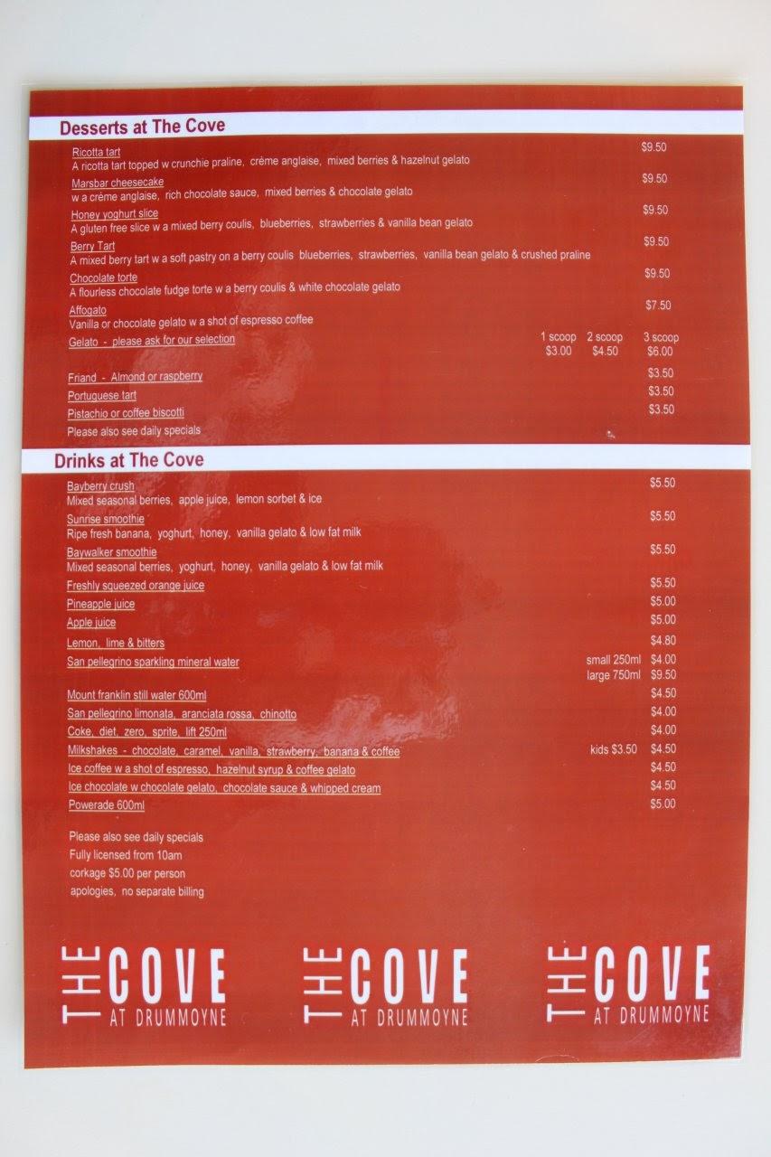 Menu at The Watershed Kitchen restaurant, Drummoyne, 1 Henley Marine Dr