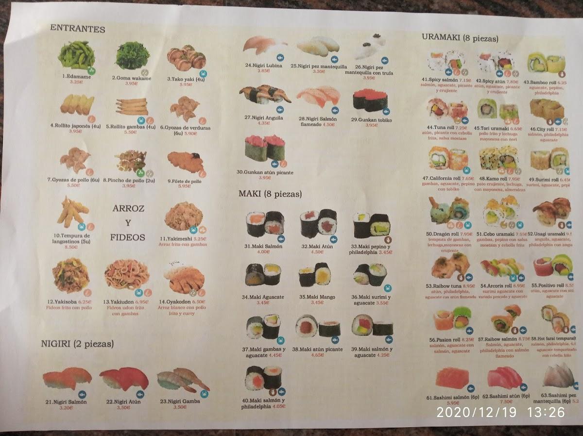 Carta del restaurante Tokyo Sushi, Tàrrega