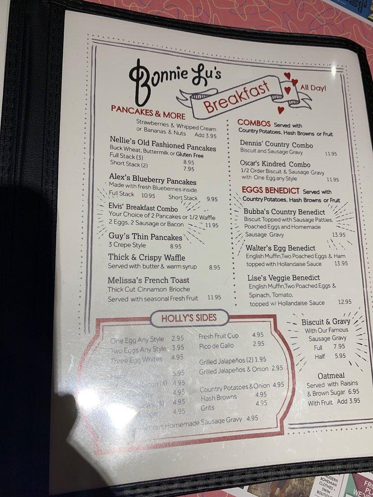 Menu at Bonnie Lu's cafe, Ojai