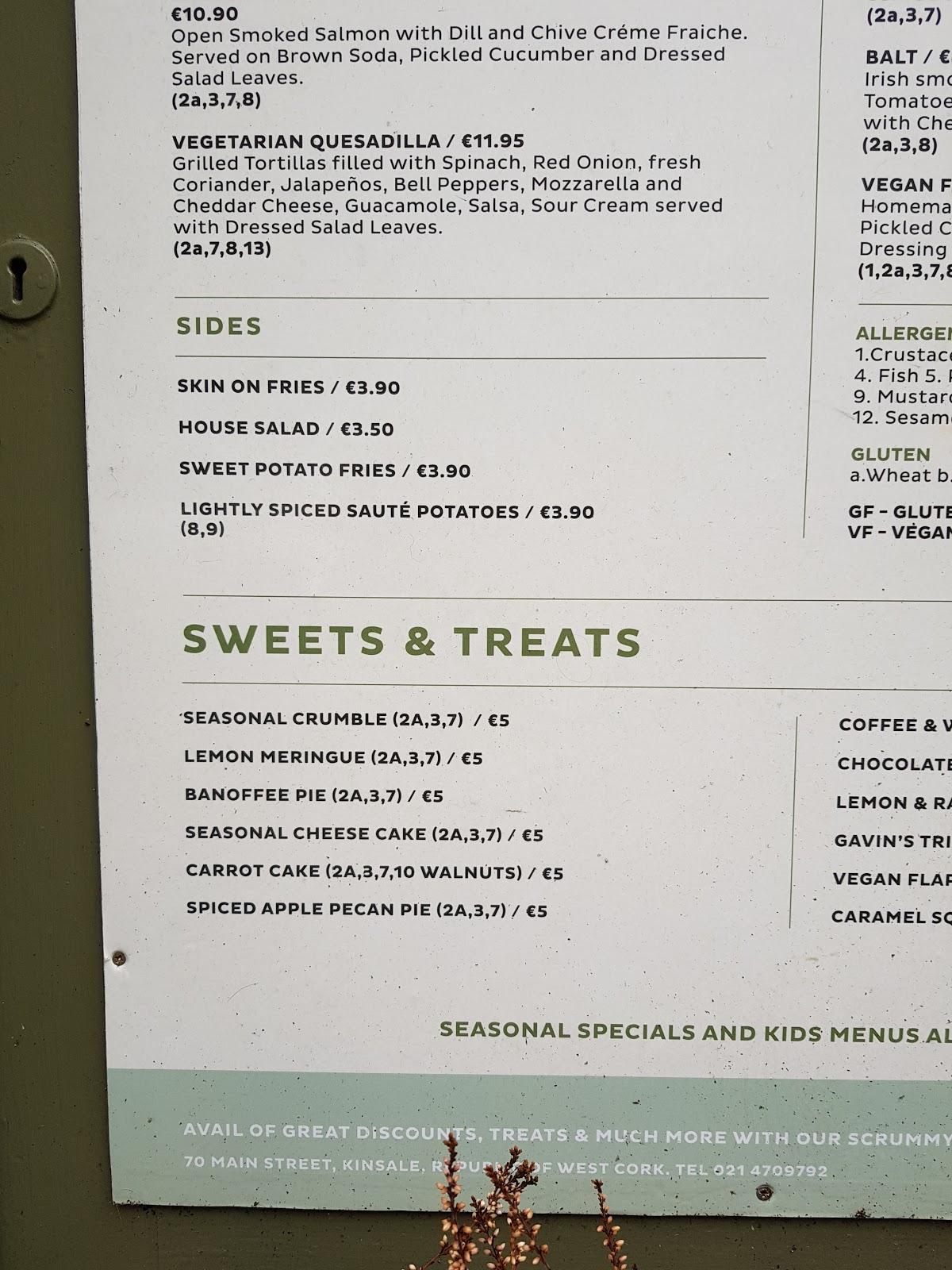 Menu at Lemon Leaf Cafe Bar & Townhouse, Kinsale
