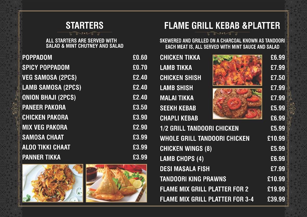 Menu at Red chilli and flame restaurant, Southampton