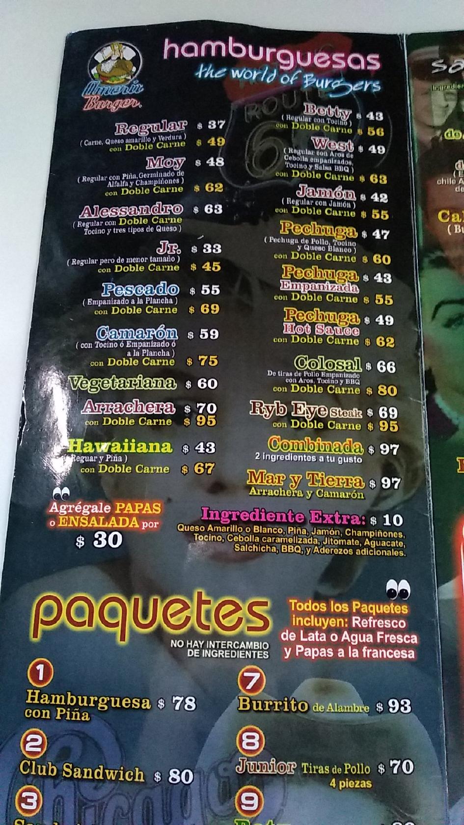 Menu at Amerix Burger Morelos restaurant, Aguascalientes, Av ...