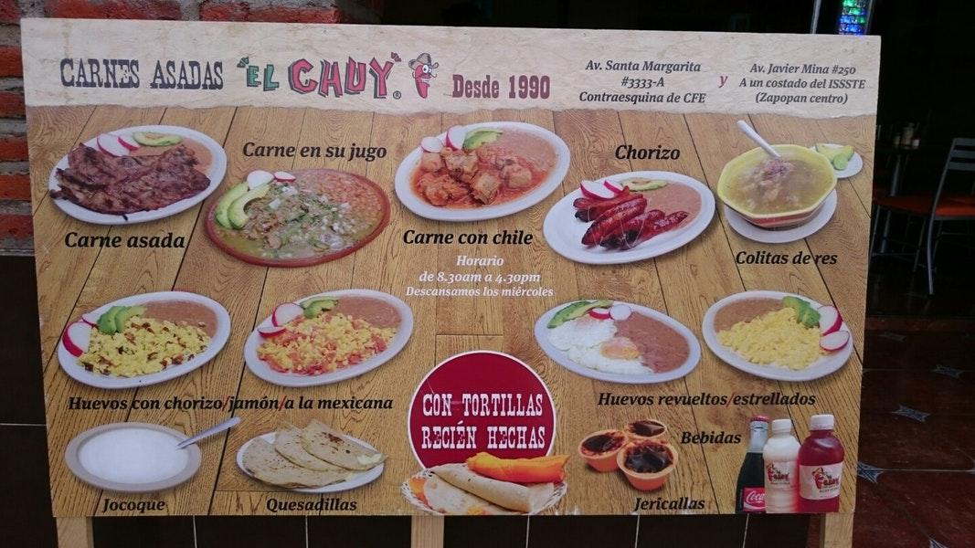 Menu at Carnes Asadas El Chuy restaurant, Zapopan