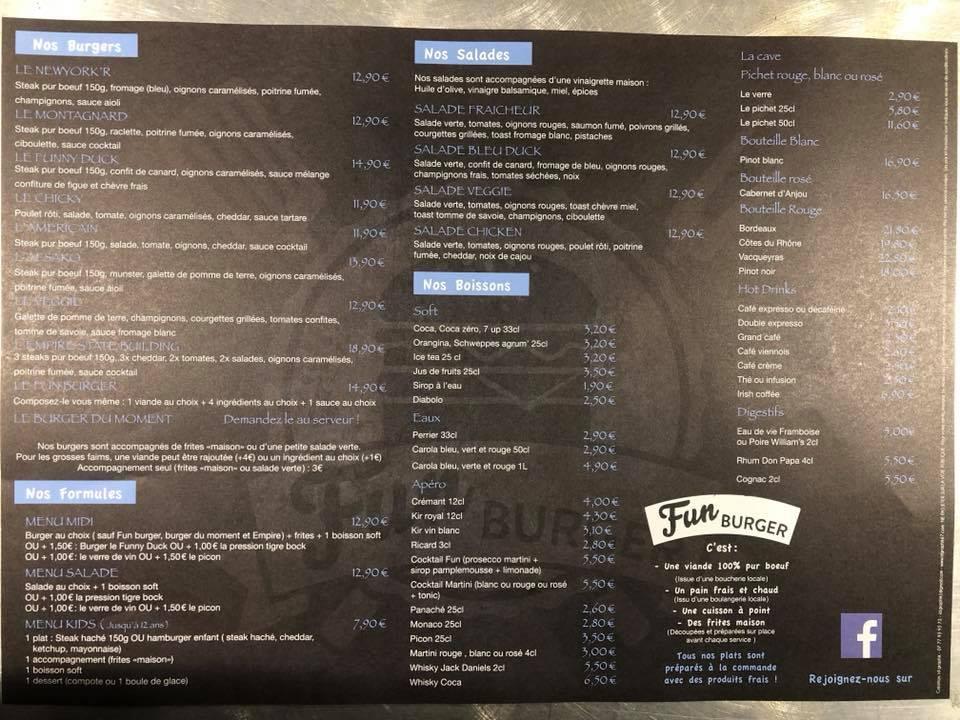 Menu at Fun Burger OBERNAI restaurant, Obernai