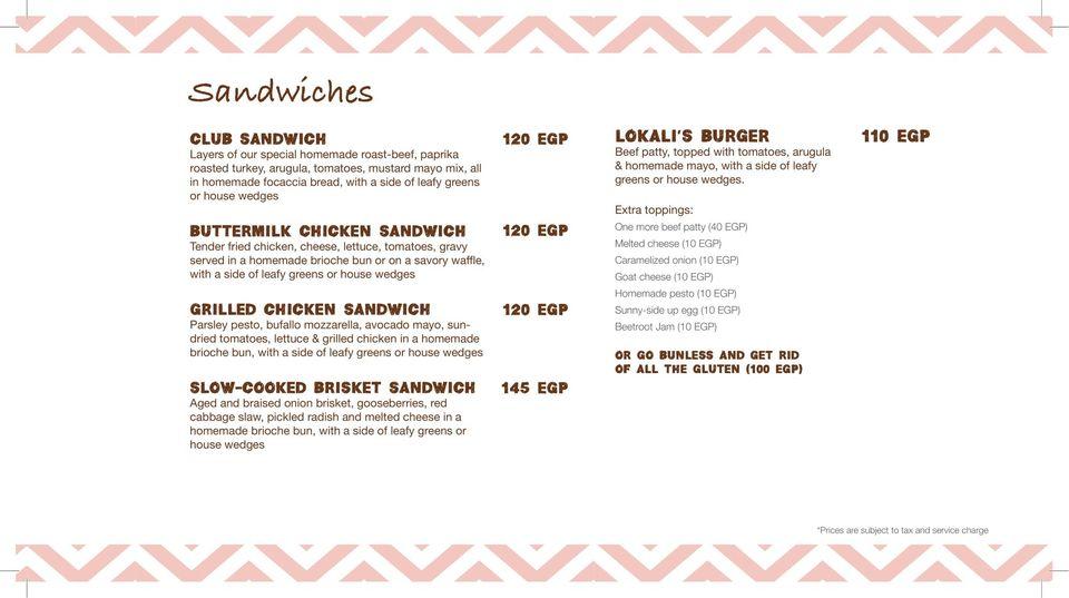 Menu at Lokali Egypt restaurant, Giza