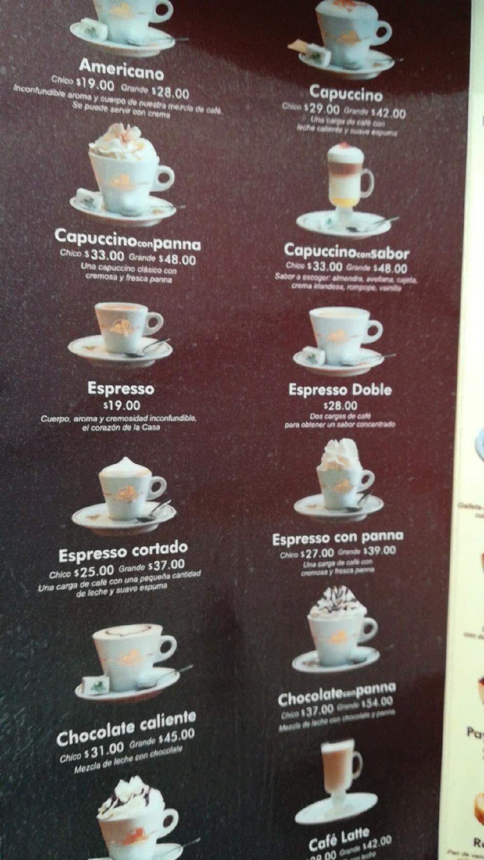 Carta del café The Italian Coffee Company, Atlixco, Centro del Zócalo S/N