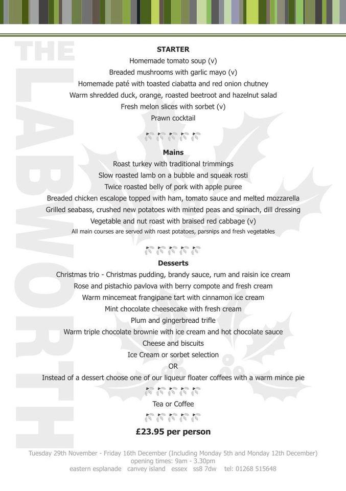 Menu at The Labworth Beach Bistro cafe, Canvey Island
