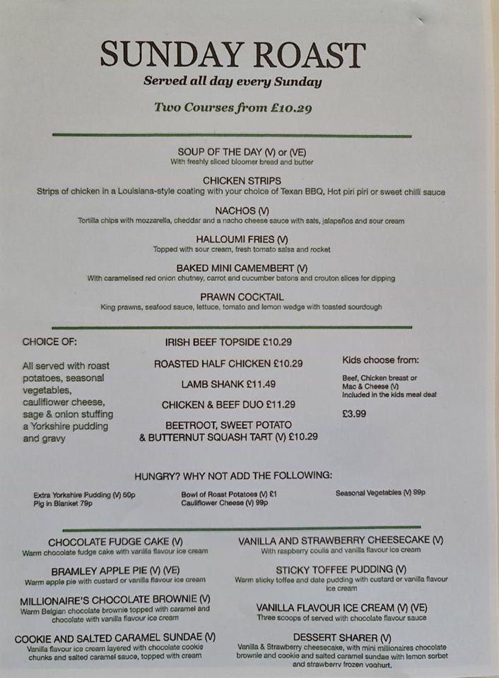 Menu at The Station pub & bar, Epsom, The Broadway Stoneleigh