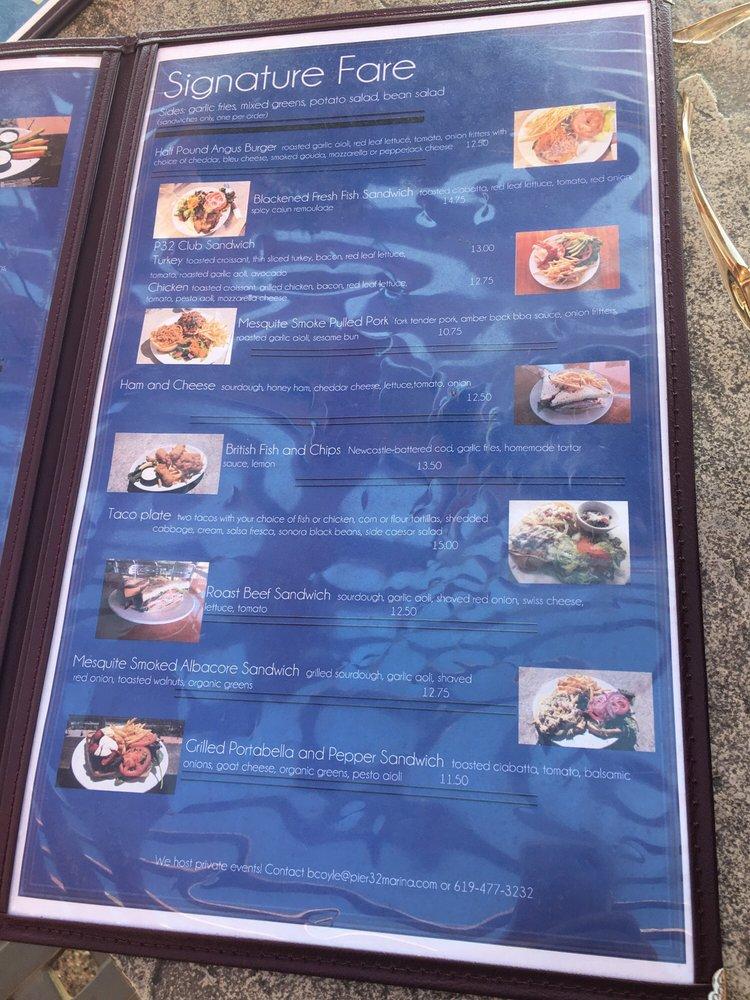Menu at The Waterfront Grill @ Pier 32 Marina - San Diego restaurant ...