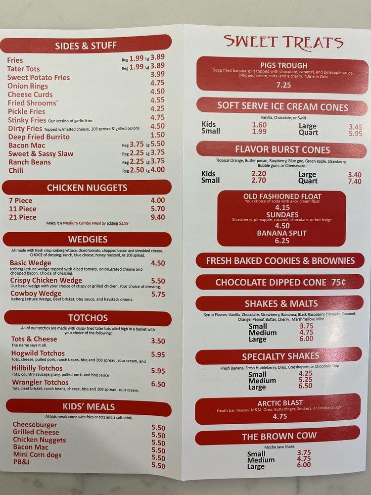 Menu at The Burger Den restaurant, Middleton