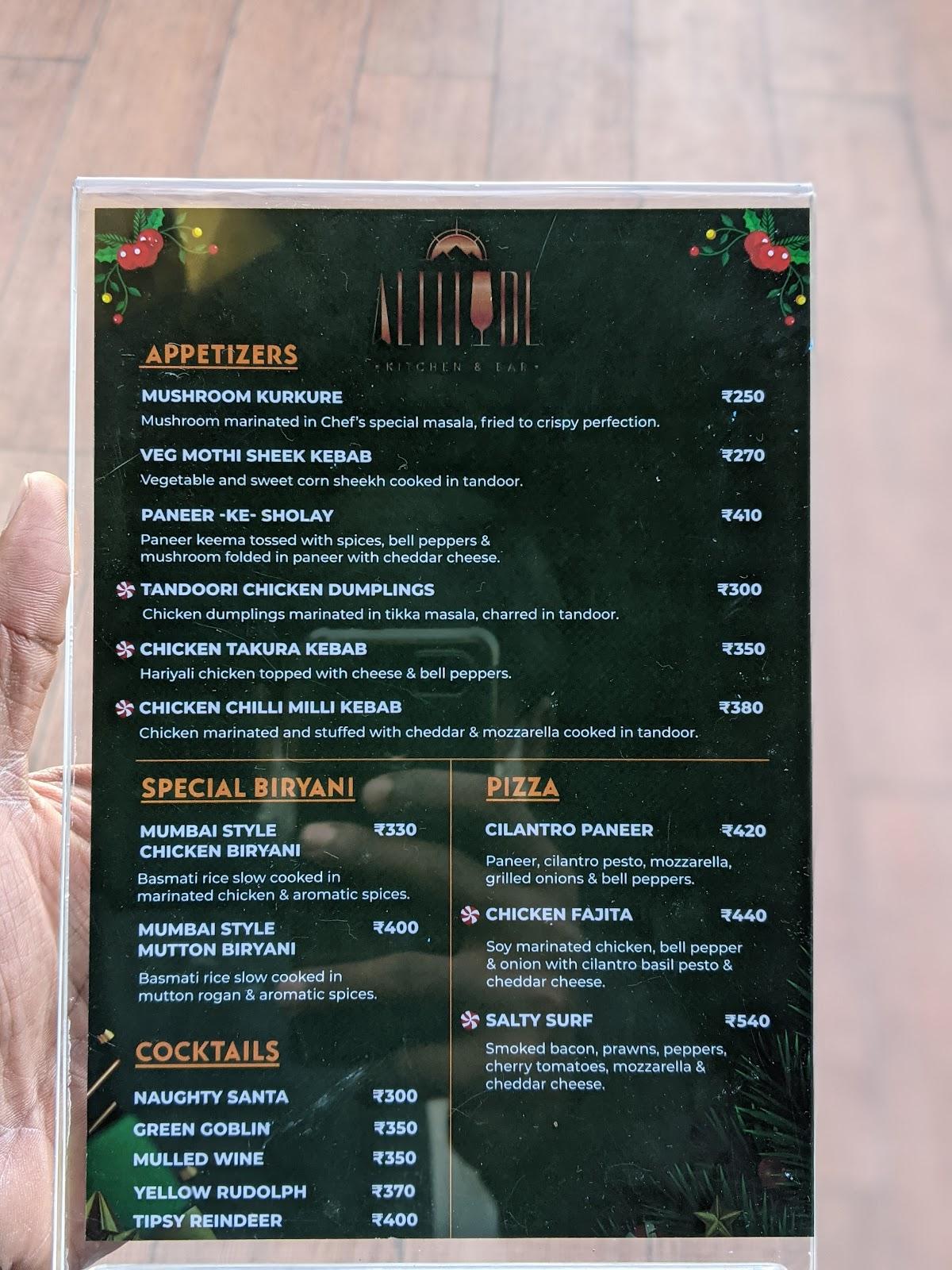 Menu at Altitude Kitchen & Bar, Bengaluru
