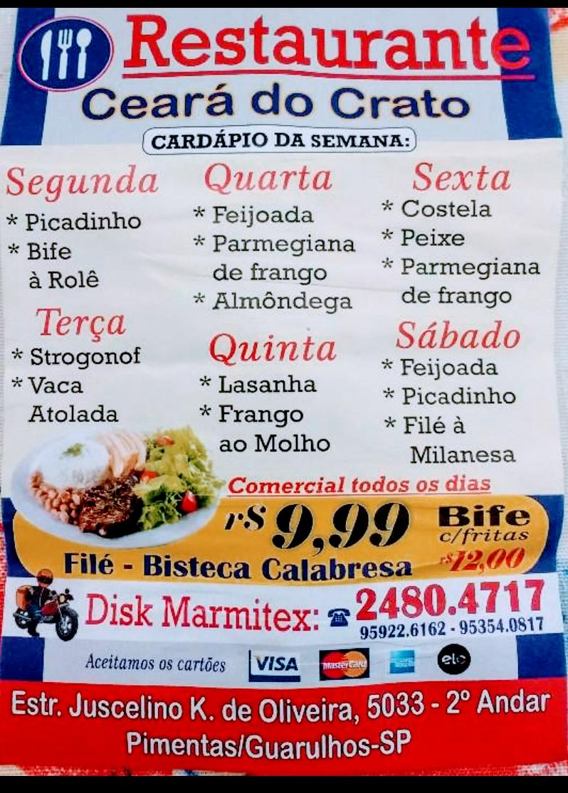 Carta de Restaurante Ceará do Crato, Guarulhos
