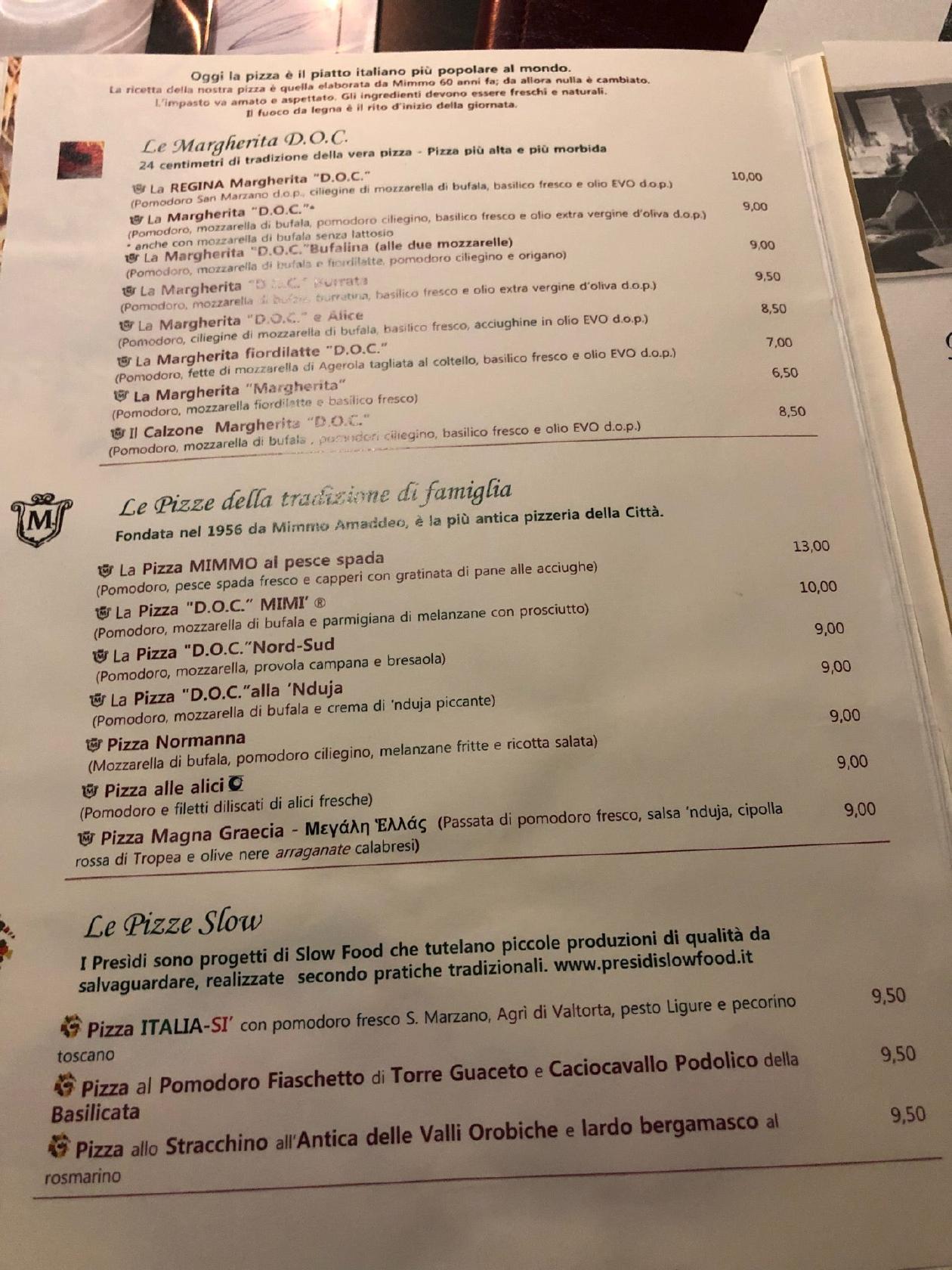 Menu at Da Mimmo pub & bar, Bergamo