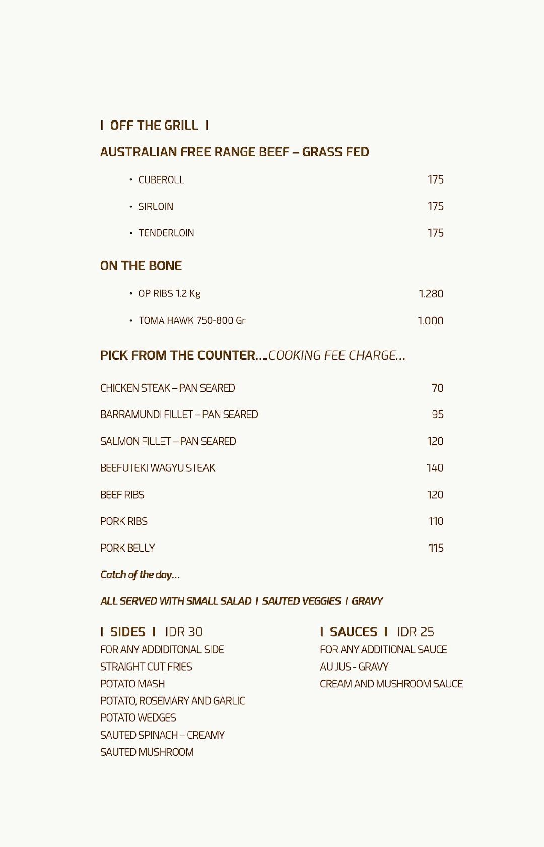 Menu at Gourmet Garage restaurant, Jimbaran, Jl. Bypass Ngurah Rai No.18