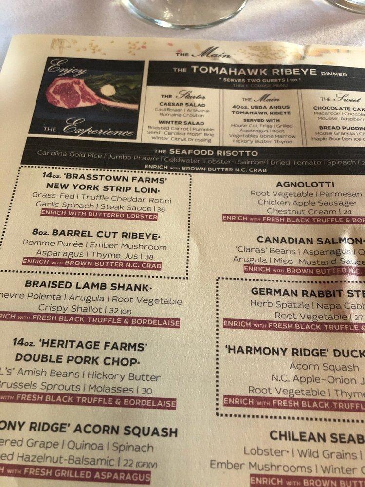 Menu at The Prescott restaurant, Kernersville