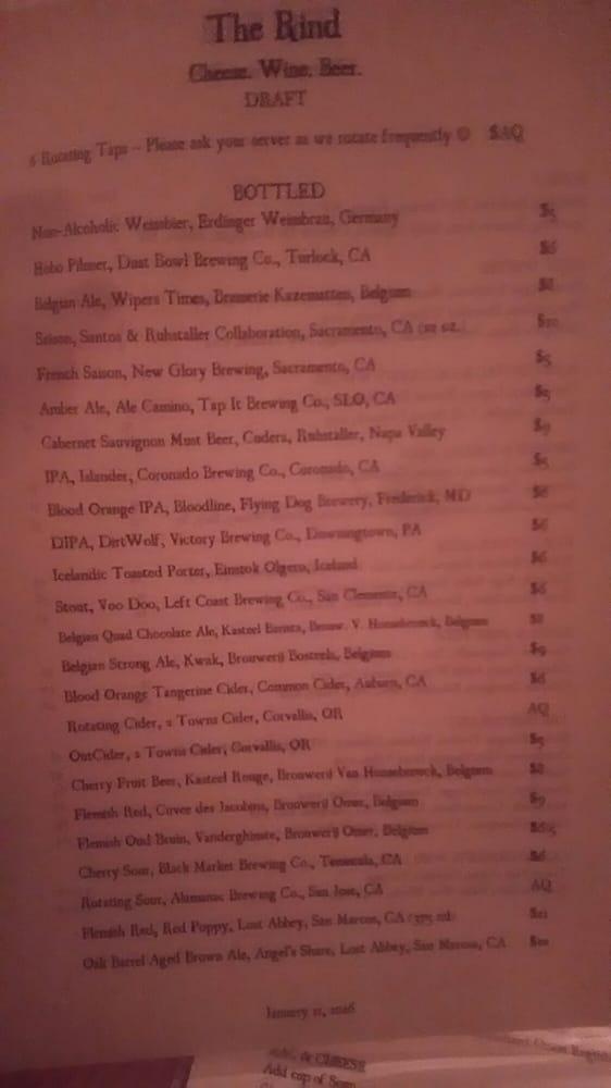 Menu at The Rind pub & bar, Sacramento, L St #40