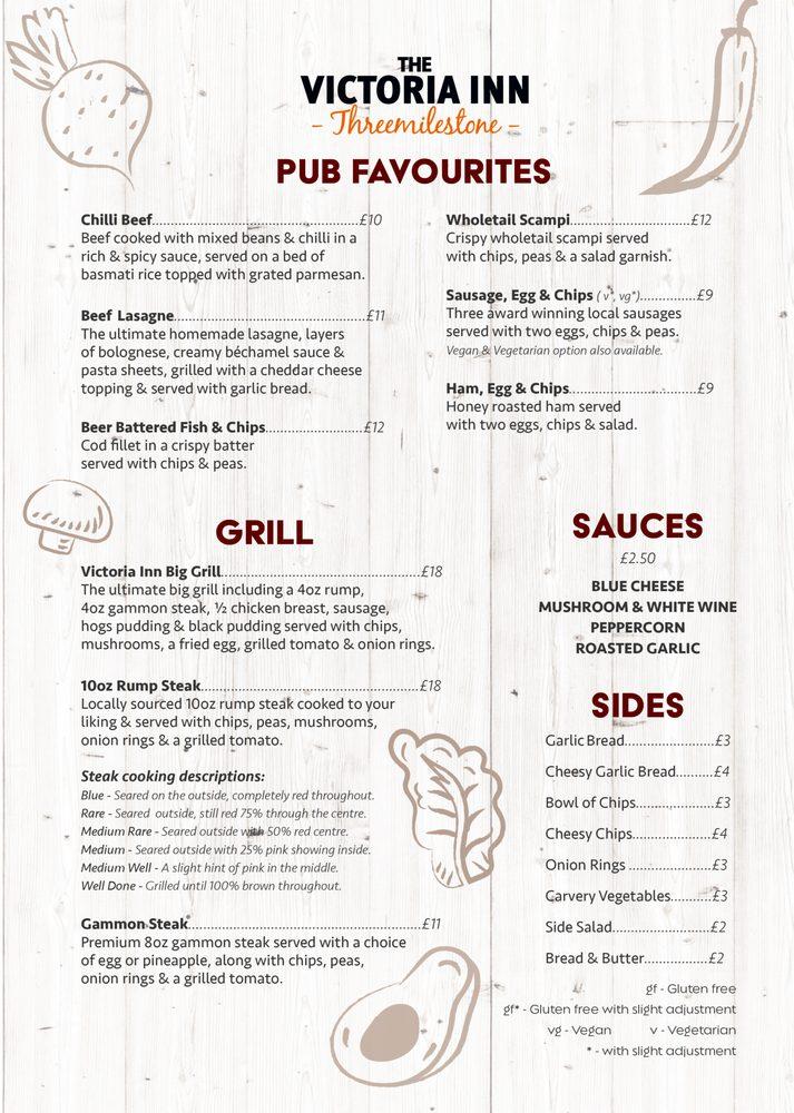 Menu at The Victoria Inn fast food, Truro