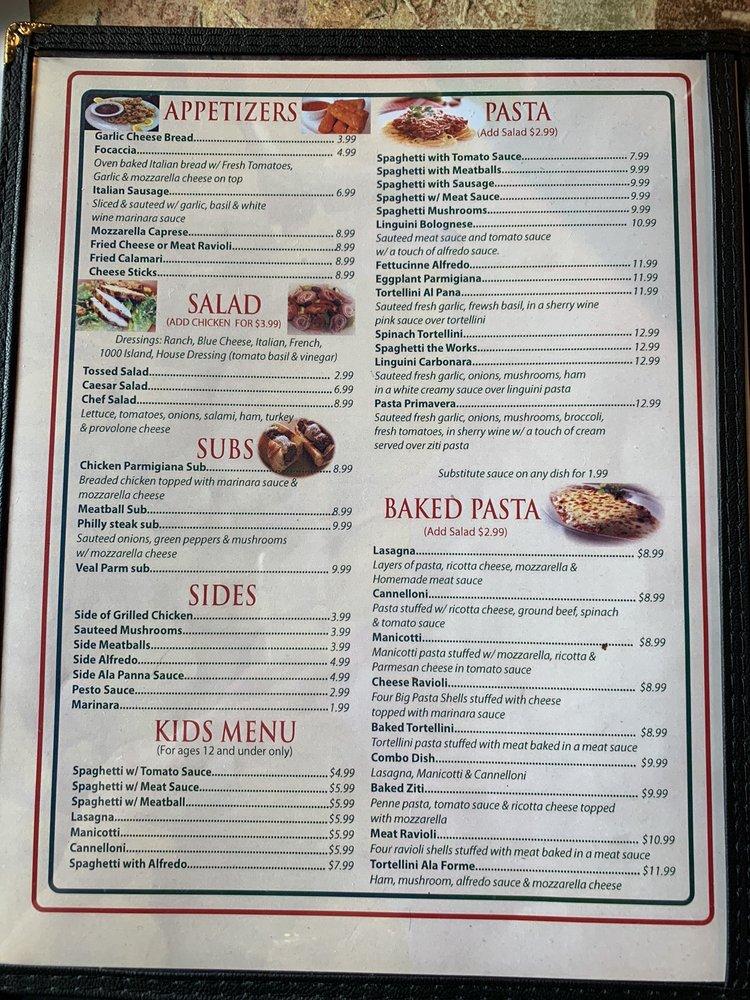 Menu at Verona Italian Restaurant, Heber Springs