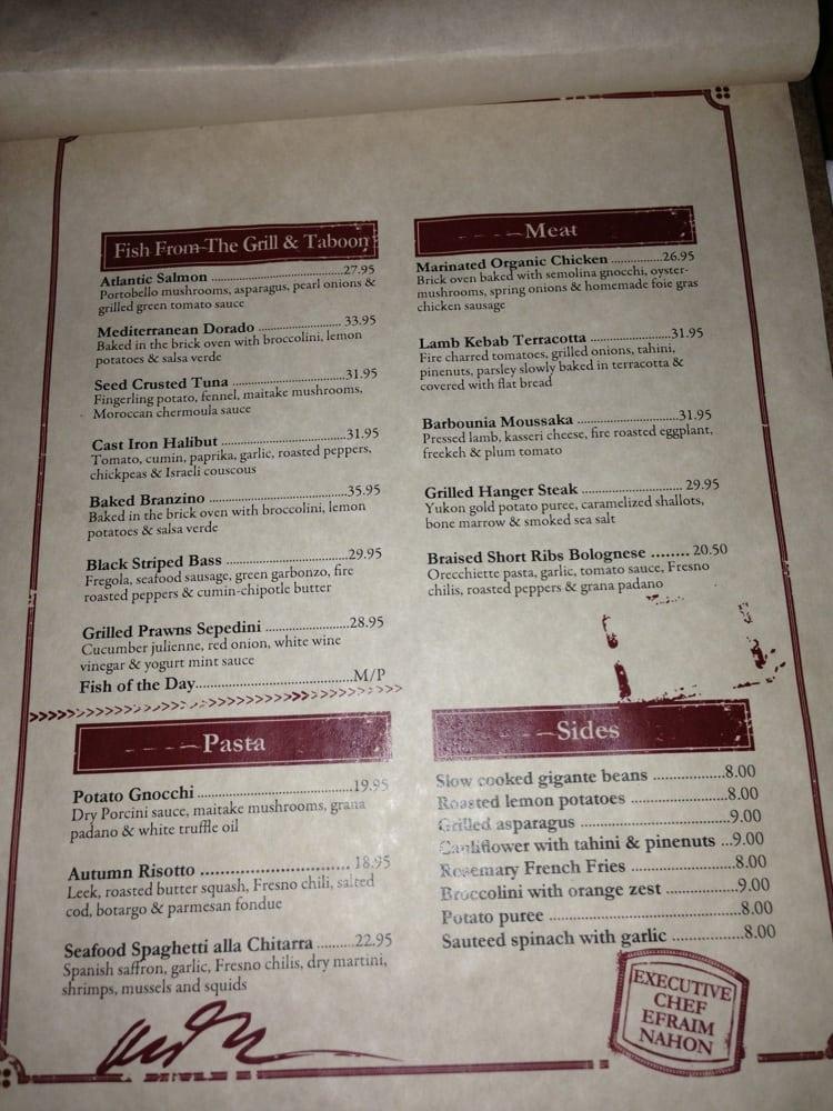 Menu at Barbounia, New York City