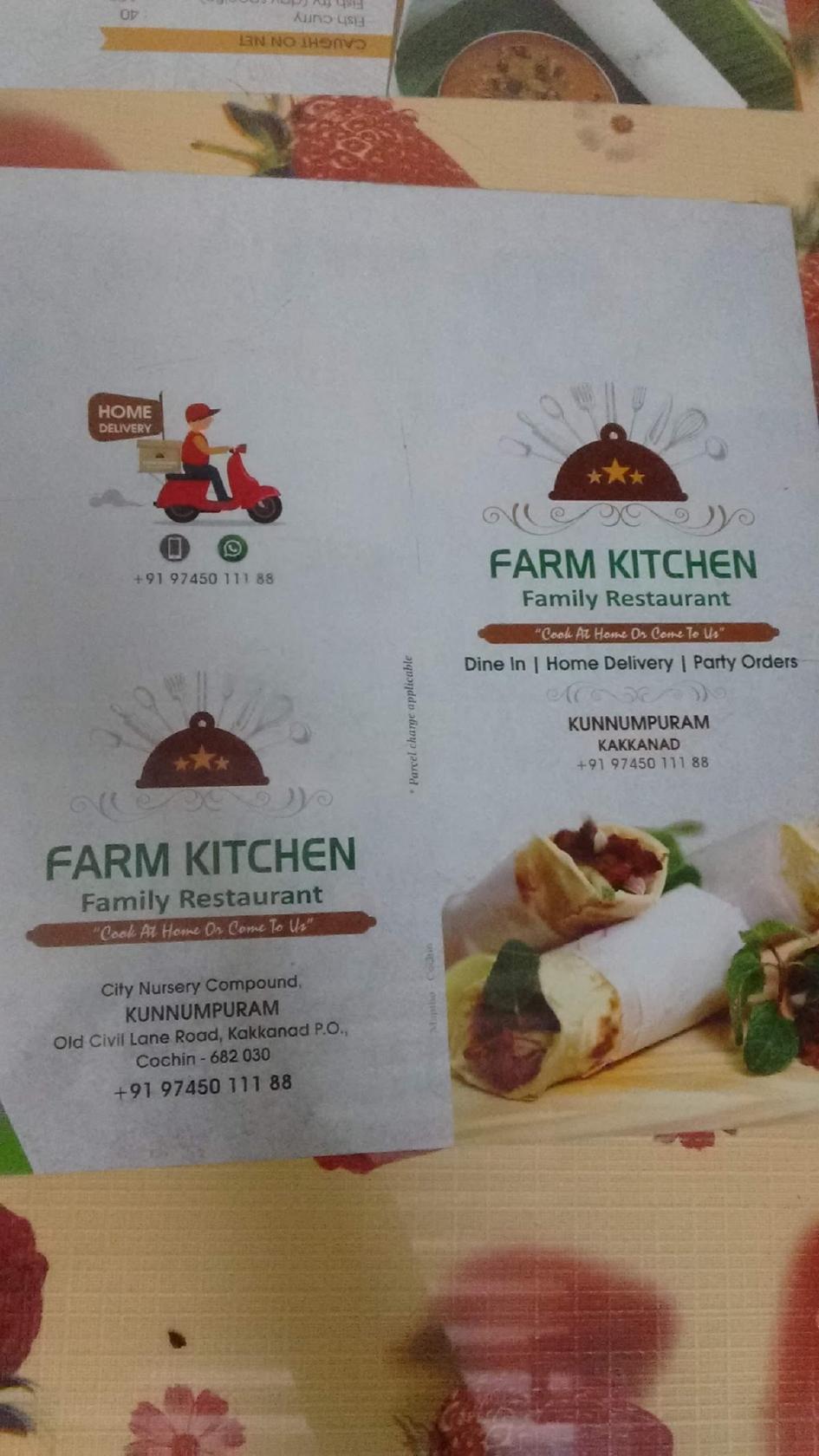 Menu at Farm Kitchen, Kochi, Survey No. 11/734 B