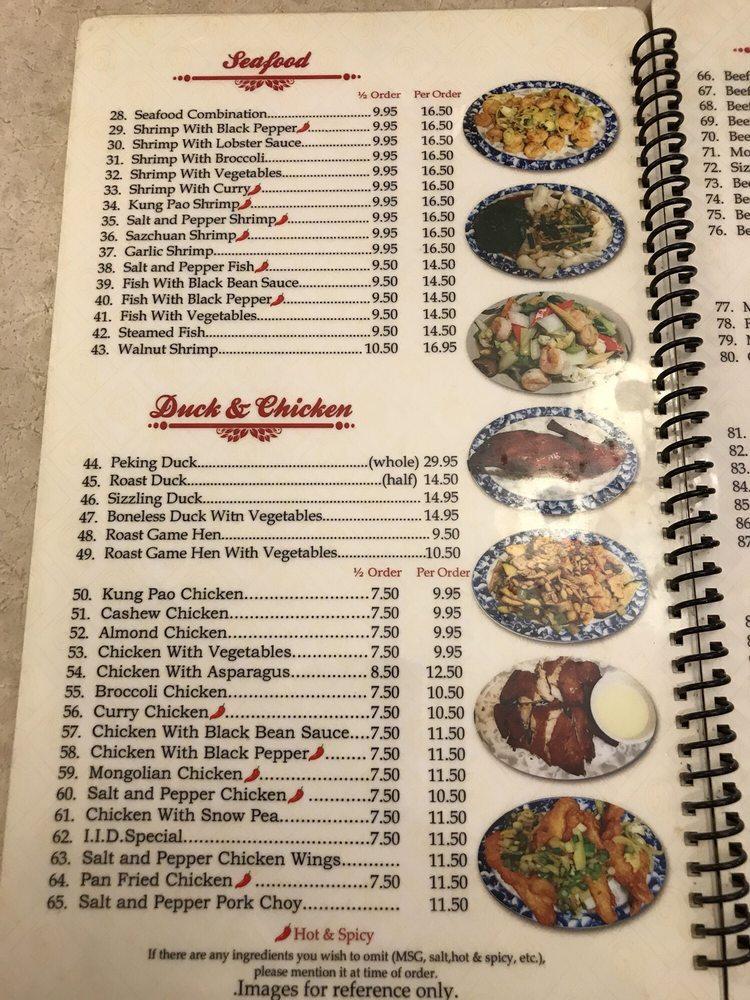 Menu at Fortune House restaurant, El Centro