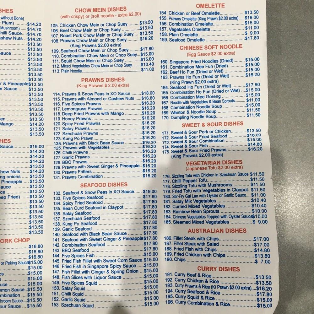 Menu at Kim Long Chinese Restaurant, Bedford