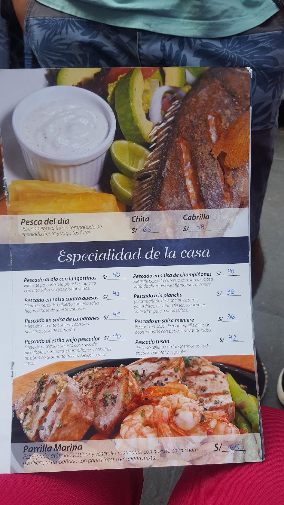 Carta del restaurante Señor Limón, Lince, Av. Guillermo Prescott 415