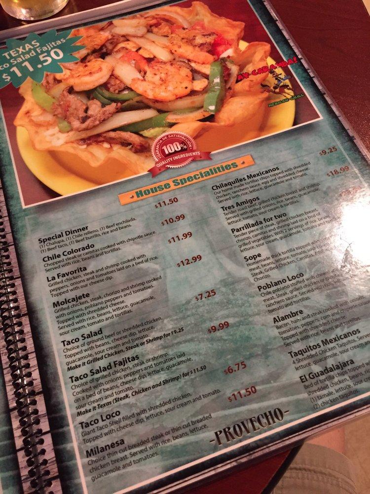 Menu at Ay Caramba Mexican Grill & Bar, Asheville, 328 New Leicester ...