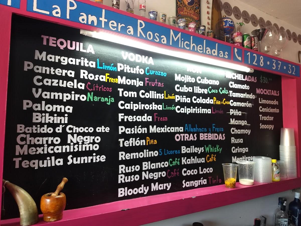 Carta del pub y bar La Pantera Rosa Micheladas, Jiquilpan del Juárez