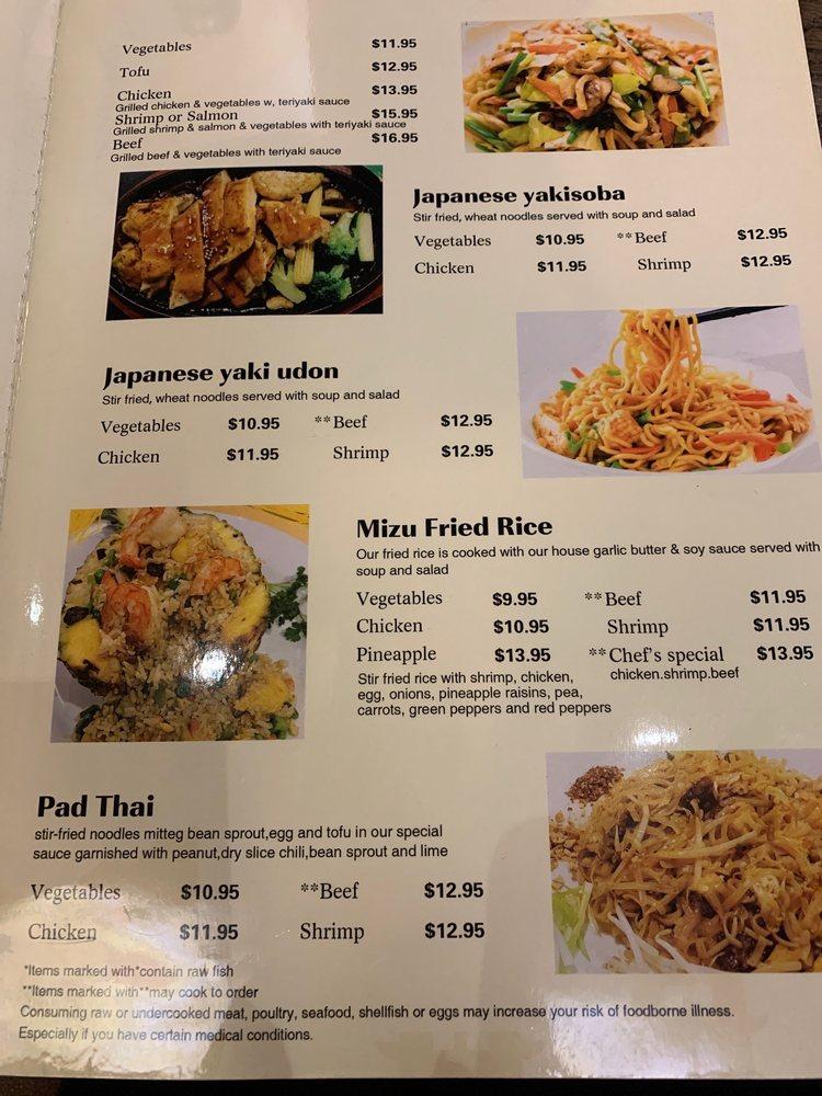 Menu at Mizu Sushi bar & Japanese Grill, Ankeny