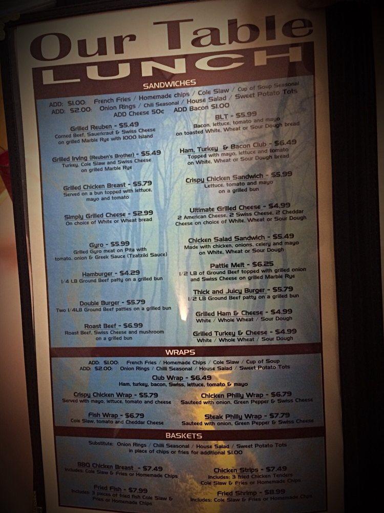 Menu at Our Table Family Restaurant, Otsego