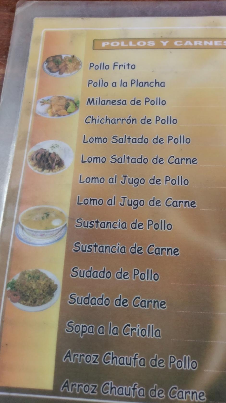 Carta de Restaurante Marthita, Peru